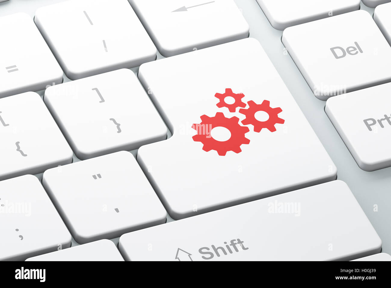 Data concept: Gears on computer keyboard background Stock Photo - Alamy