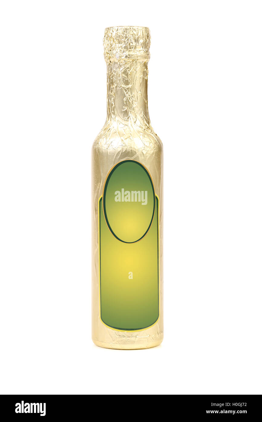 Bottle wrapped in gold foil Stock Photo - Alamy
