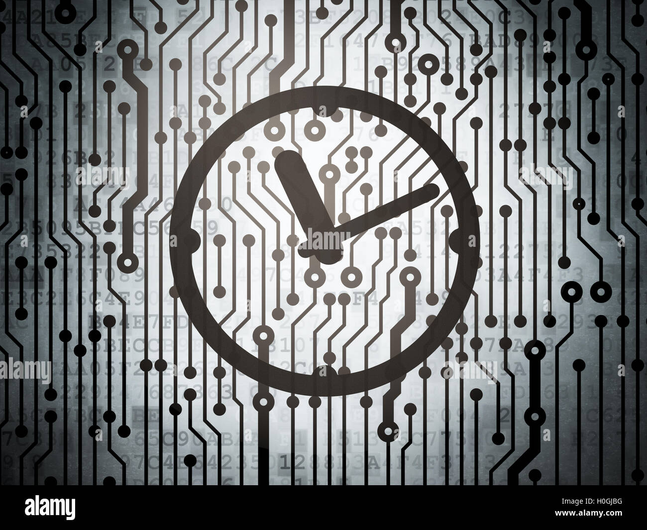 Time concept: circuit board with Clock Stock Photo - Alamy
