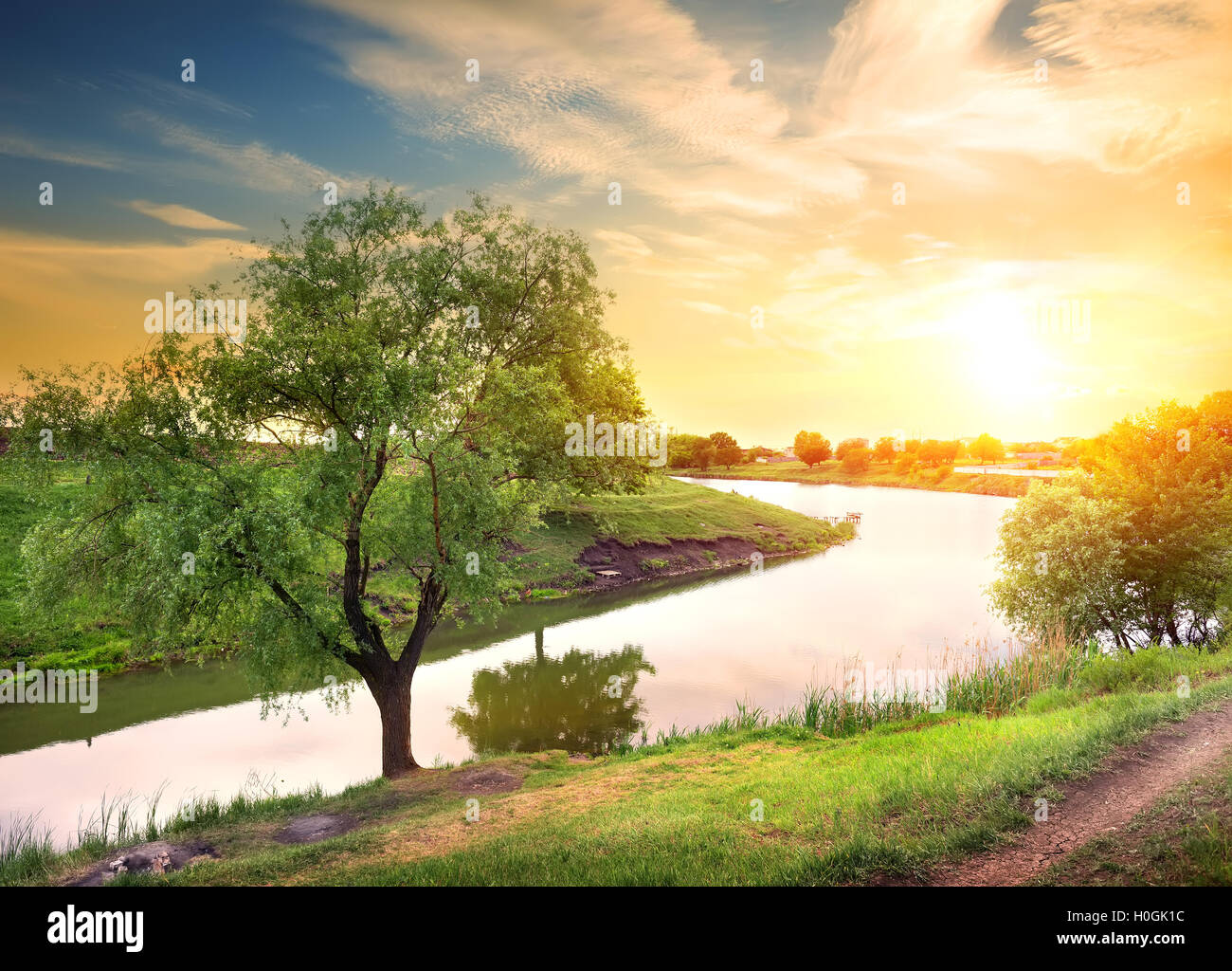 Evening on the river Stock Photo - Alamy