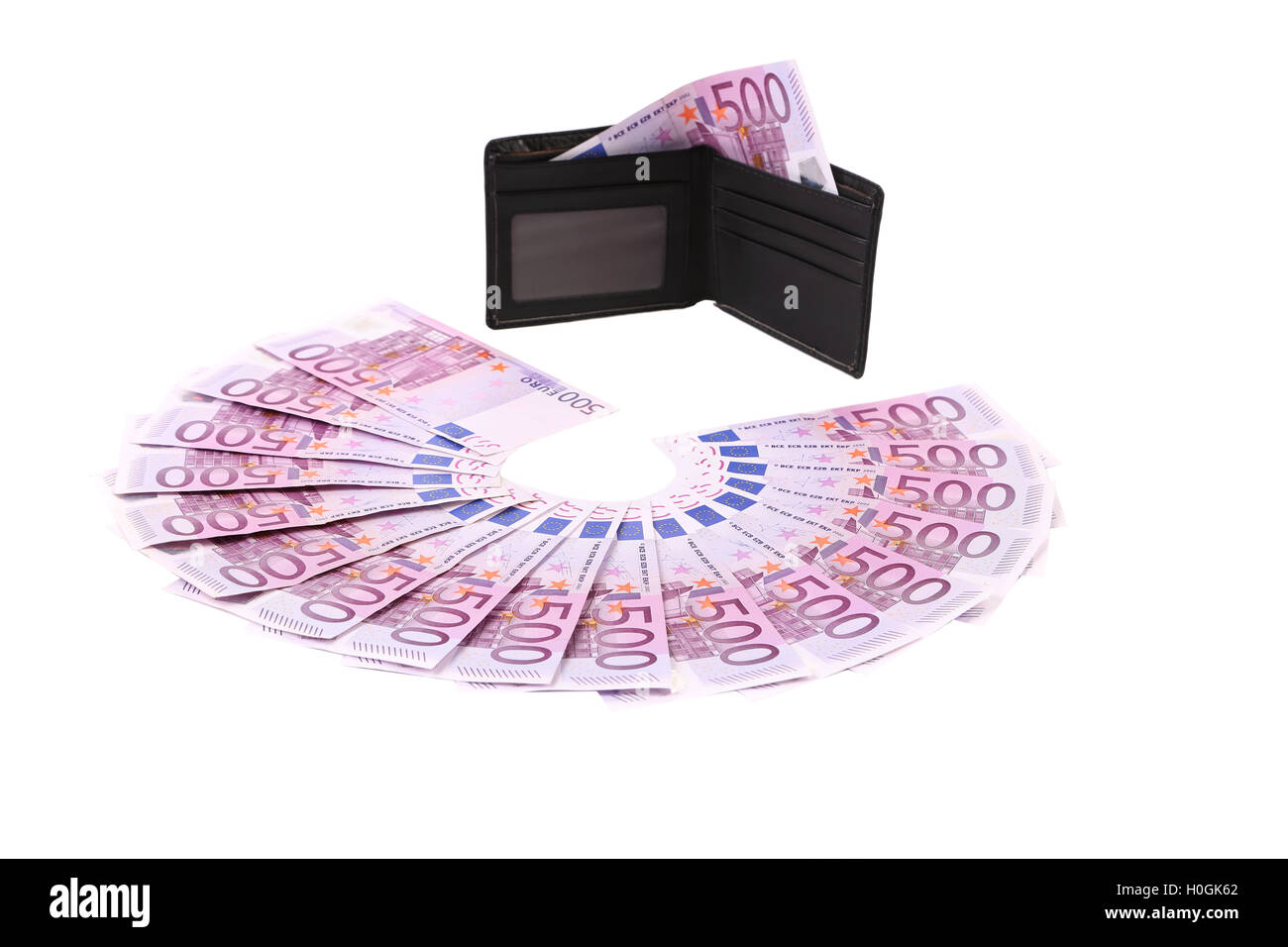 Five hundred euro fan and purse Stock Photo - Alamy