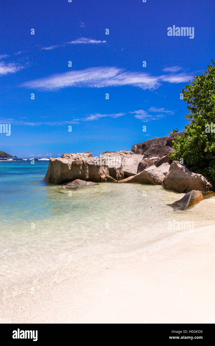 Beautiful turquoise exotic lagoon at Seychelles Stock Photo - Alamy