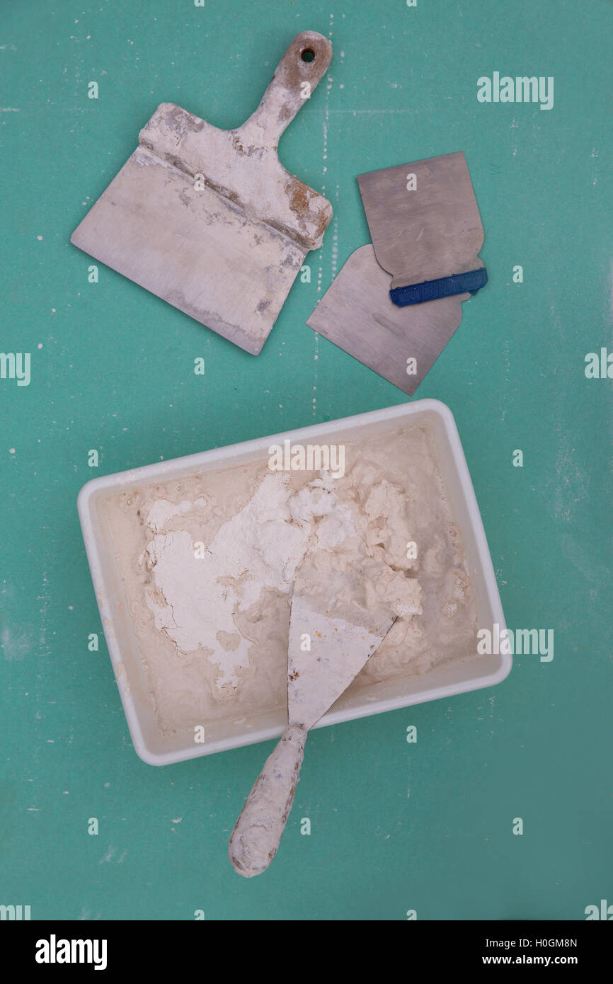 Platering tools for plaster like plaste trowel spatula Stock Photo - Alamy