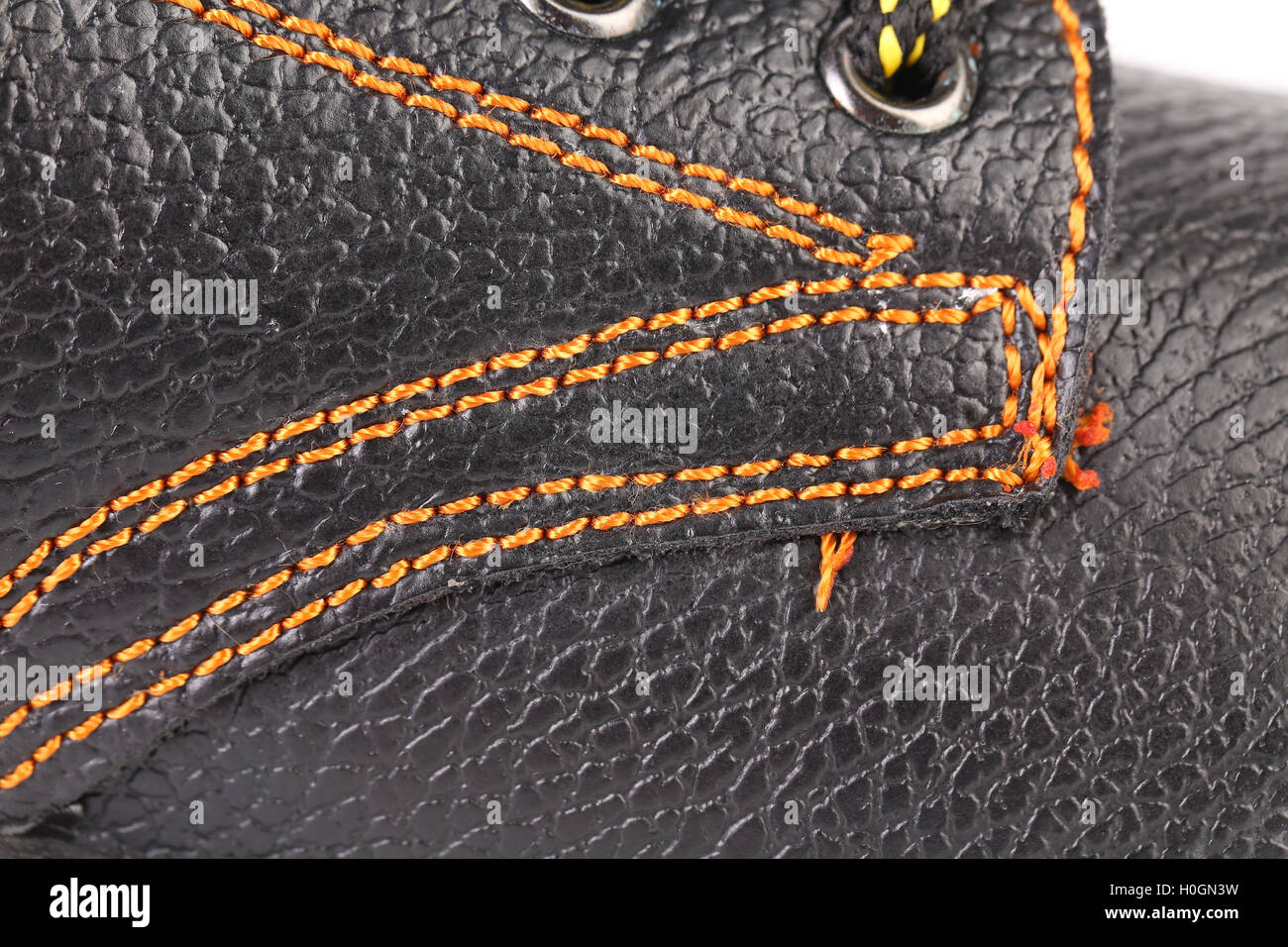 Shoe stiches on boot close up Stock Photo - Alamy