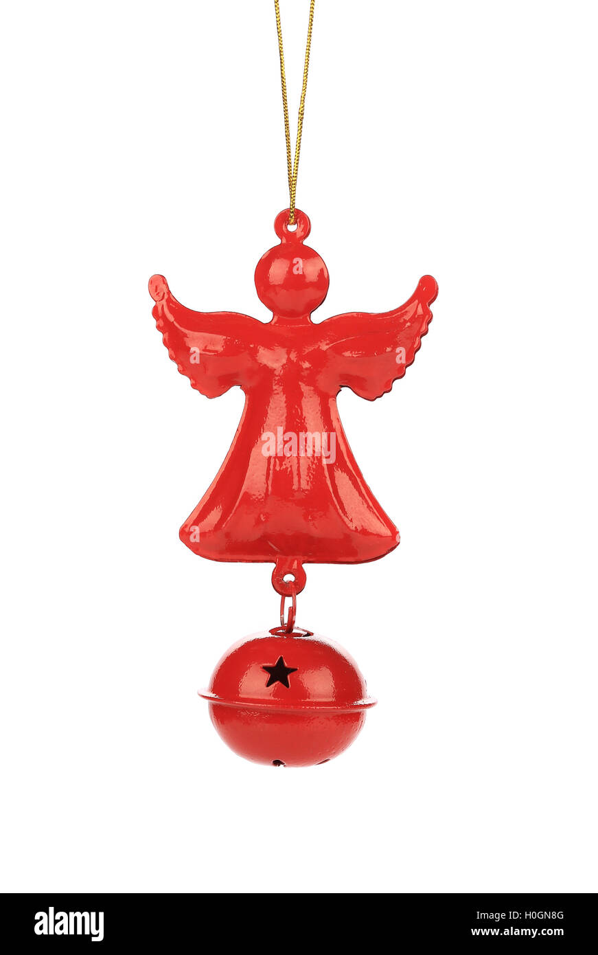 Decorative red angel on ribbon Stock Photo - Alamy
