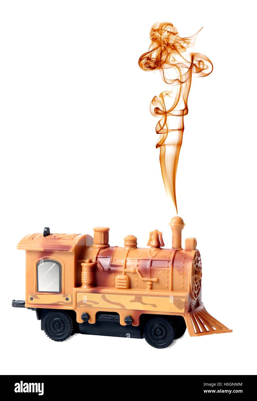 Steam Engine Locomotive Toy with Smoke Stock Photo - Alamy