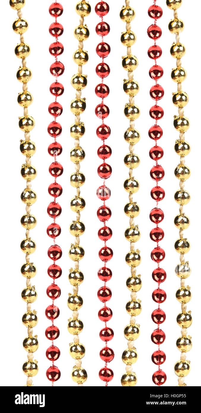 Strings of golden and red beads Stock Photo - Alamy