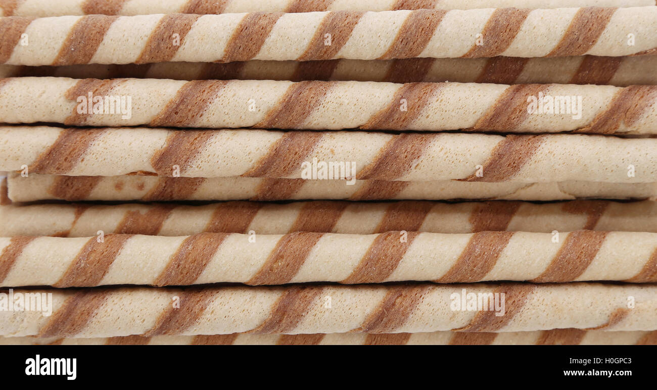 Waffle roll with chocolate cream Stock Photo - Alamy