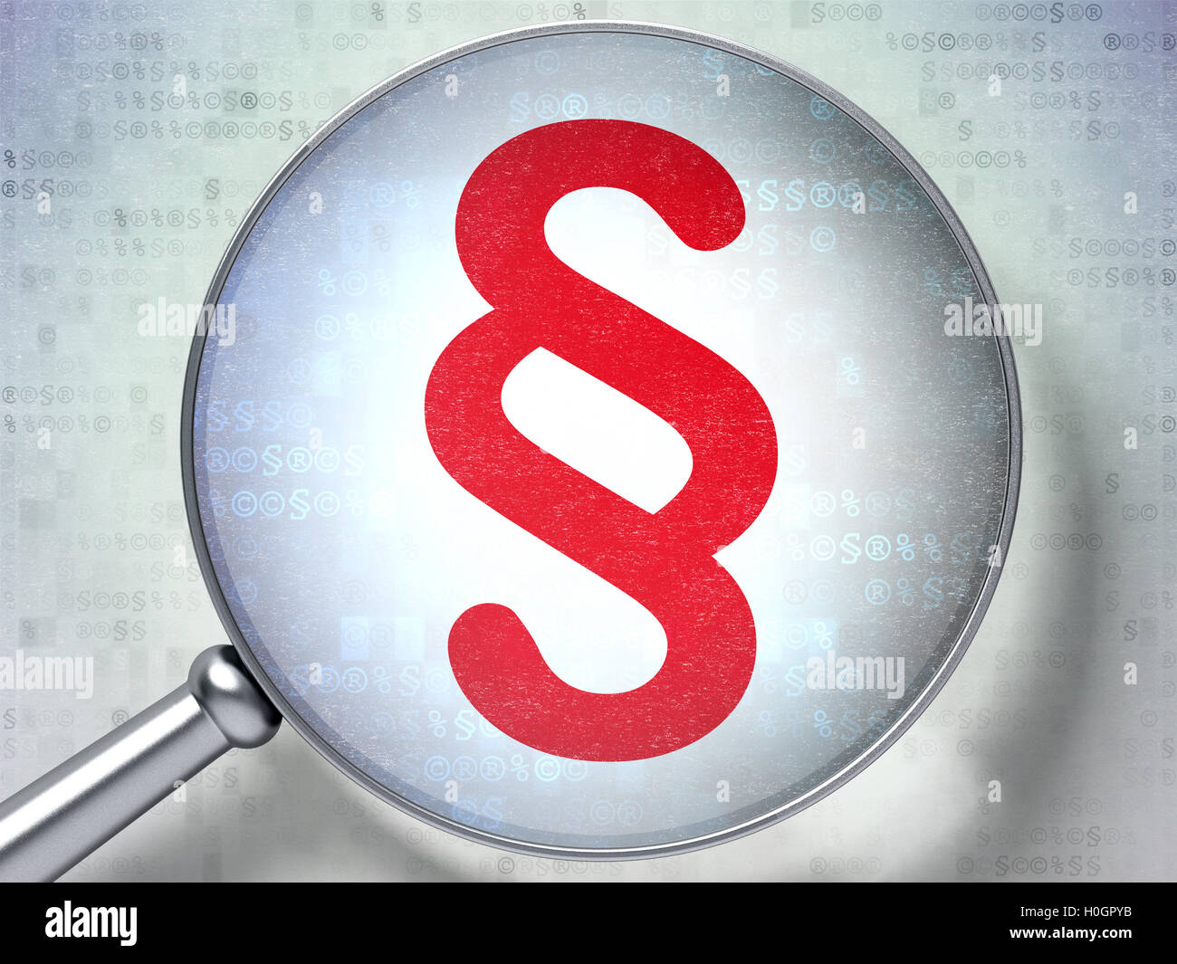 Law concept: Paragraph with optical glass on digital background Stock Photo - Alamy