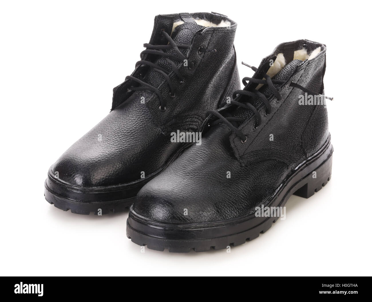 Black man's boots. Front view Stock Photo - Alamy