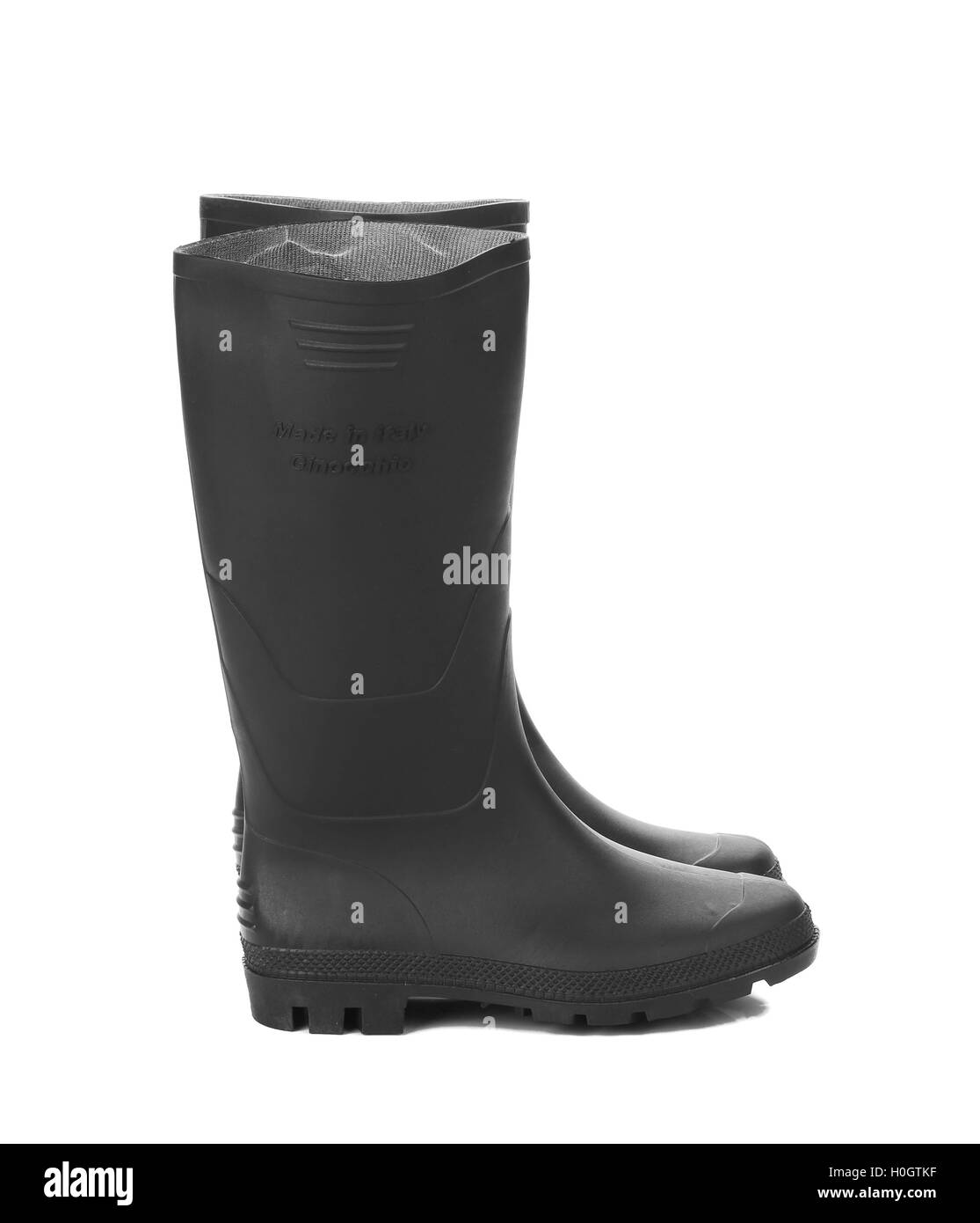 High rubber boots black color Stock Photo - Alamy