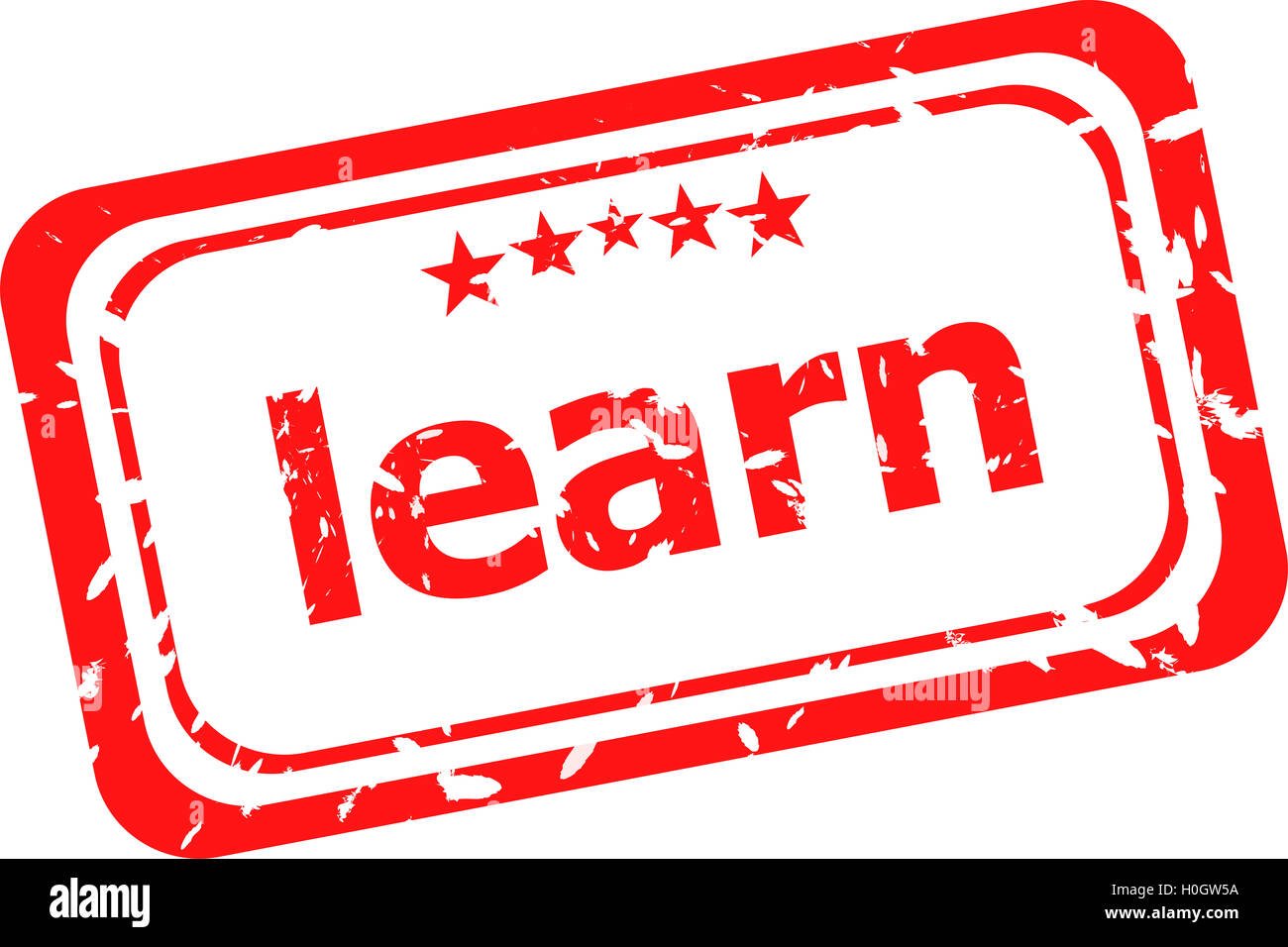 learn red rubber stamp Stock Photo - Alamy