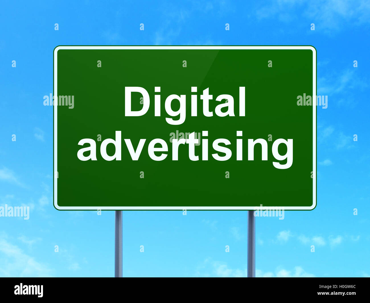 Marketing concept: Digital Advertising on road sign background Stock ...