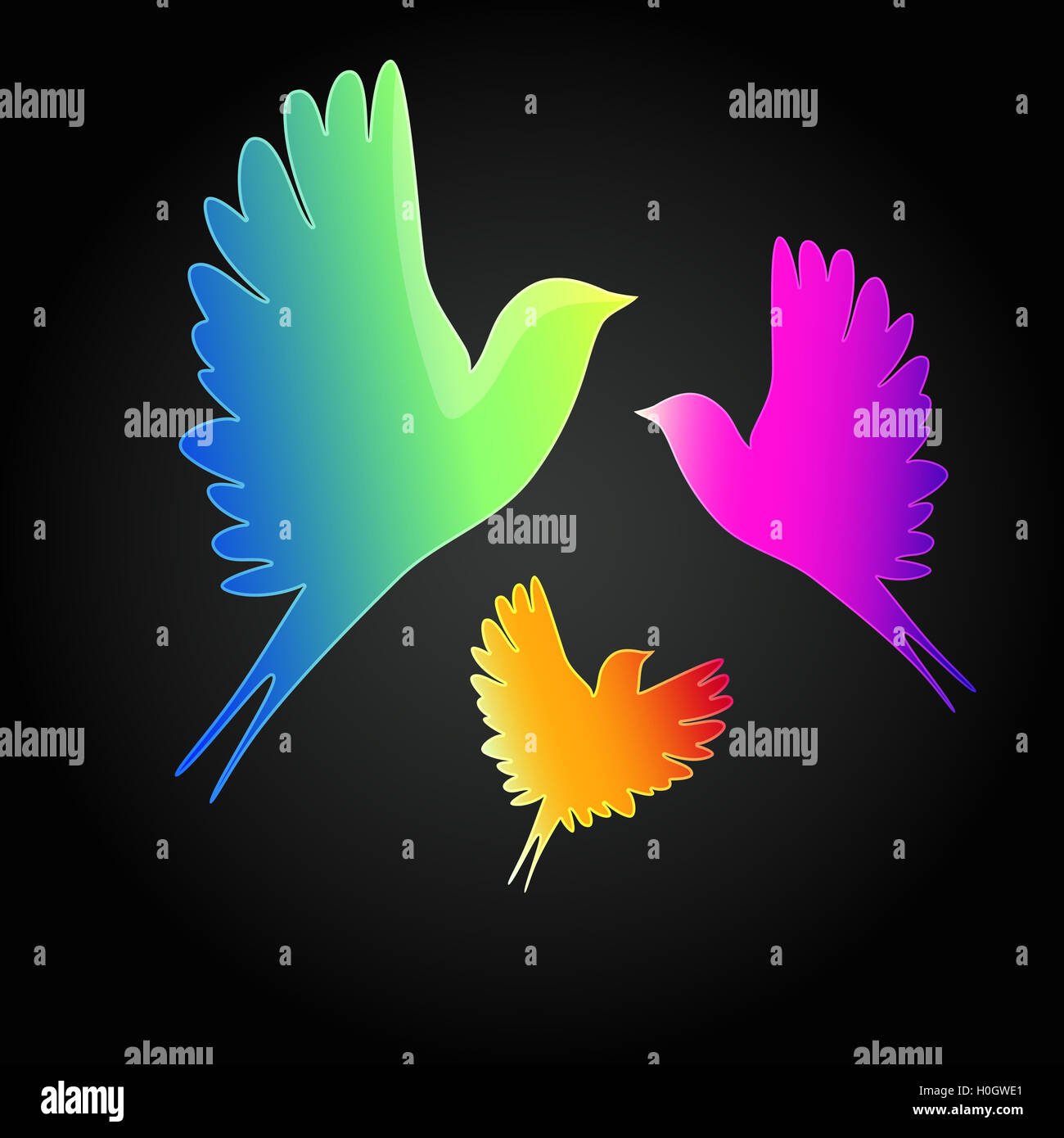 Vector background with a flying birds Stock Photo - Alamy
