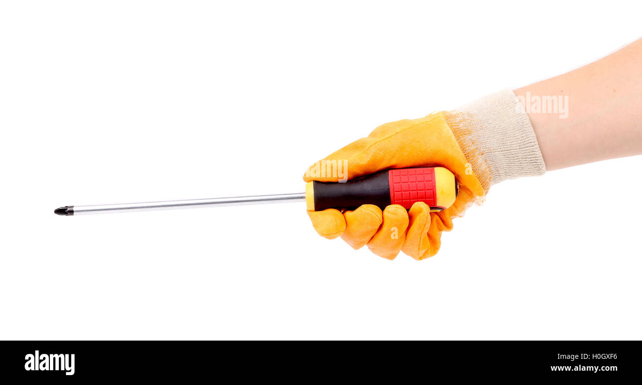 Hand holding screwdriver Stock Photo - Alamy