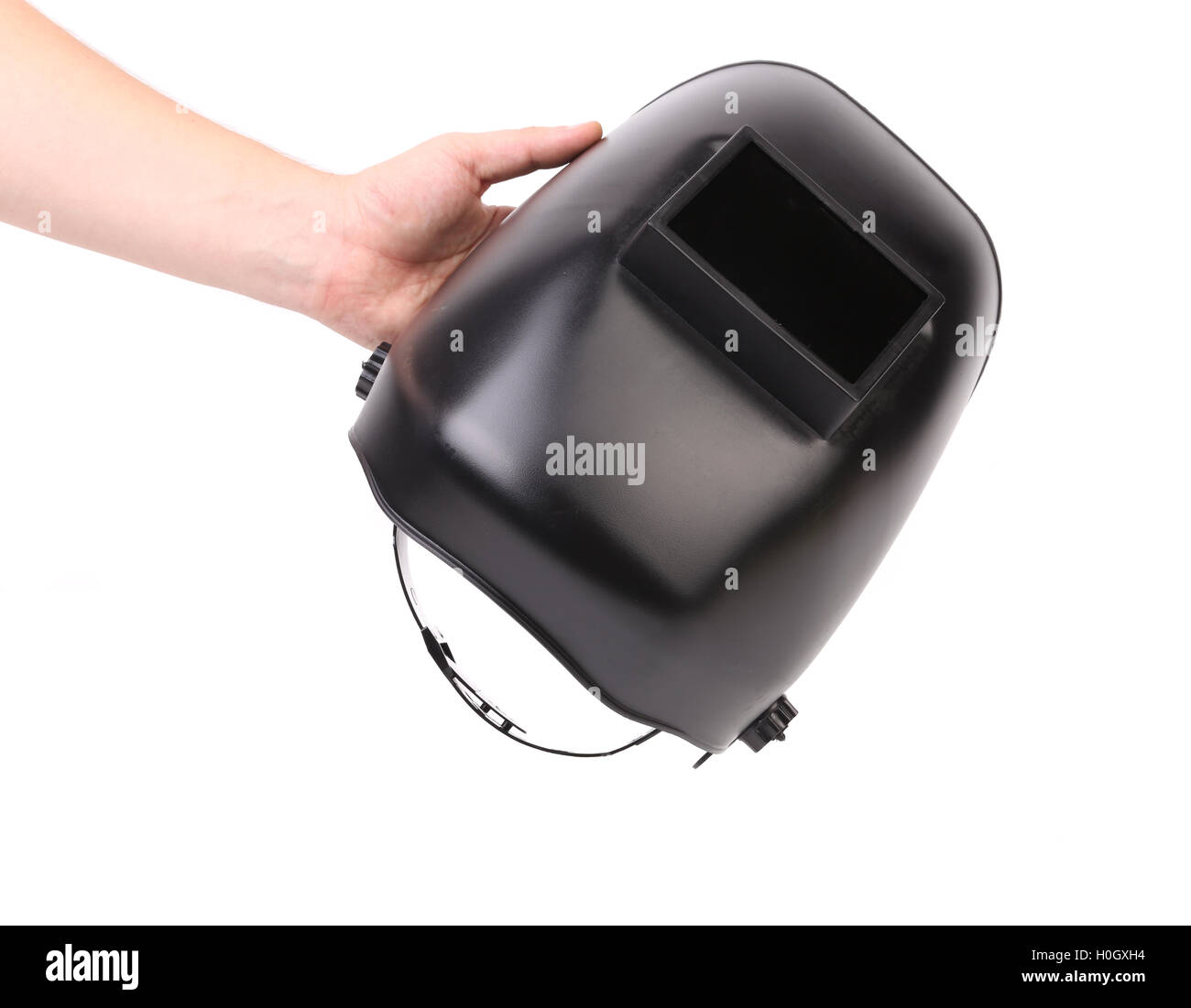Hand hold of a welding mask Stock Photo - Alamy