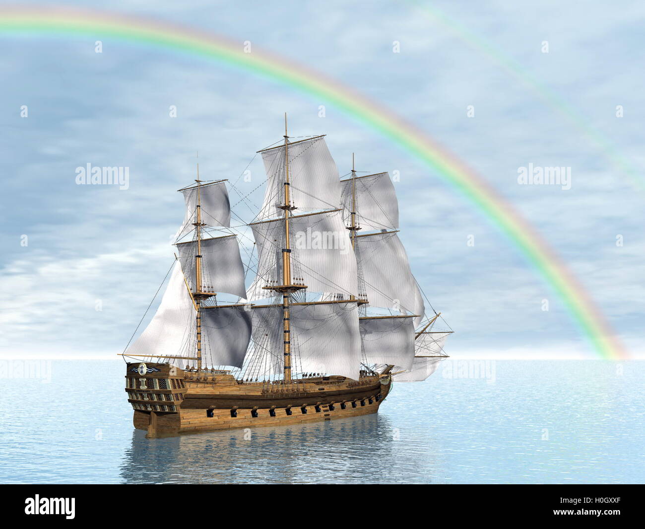 Old merchant ship - 3D render Stock Photo - Alamy