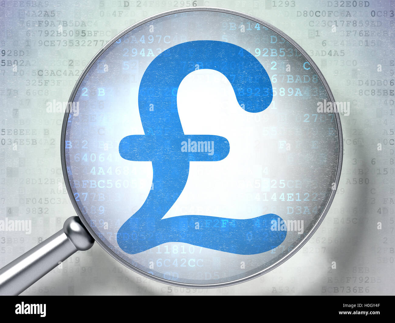 Currency concept: Pound with optical glass on digital background Stock ...