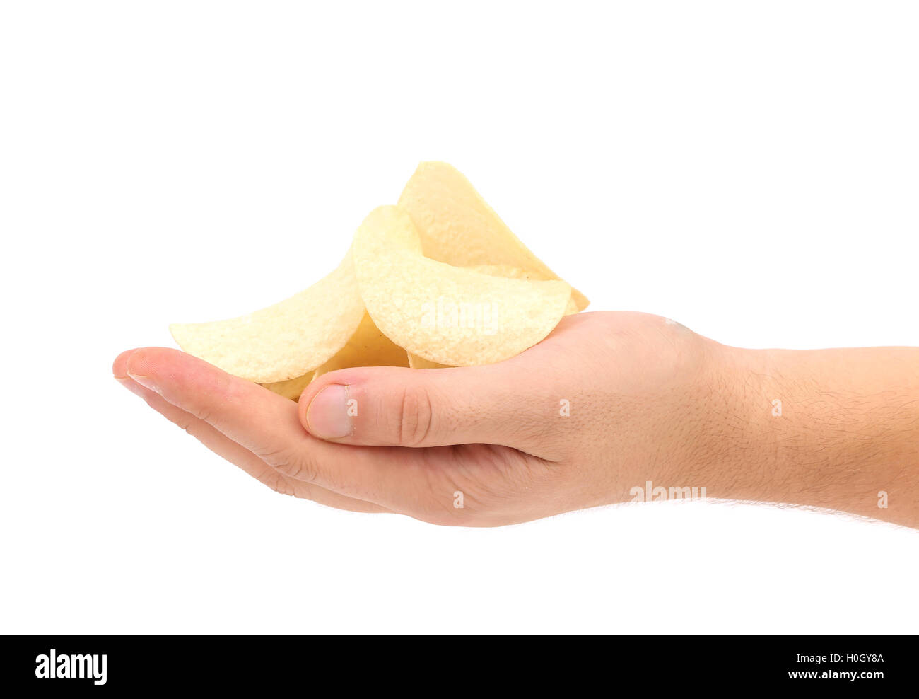Hand holds potato chips Stock Photo - Alamy