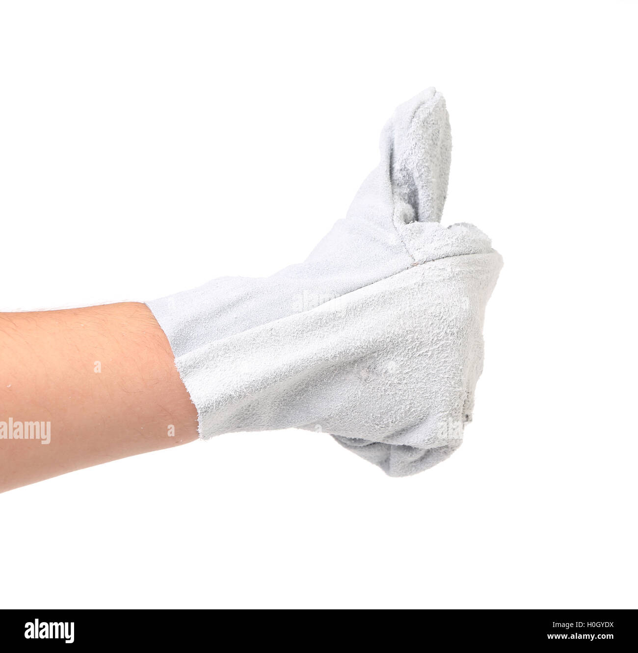 White mittens on hand Stock Photo - Alamy