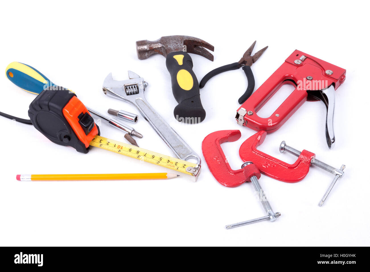 Set of tools on a white background Stock Photo - Alamy