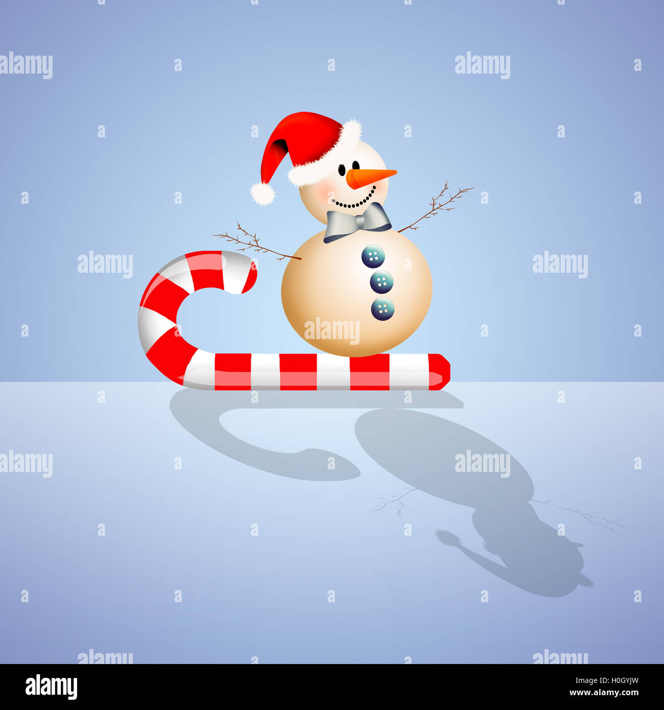 snowman on sled for Christmas Stock Photo - Alamy