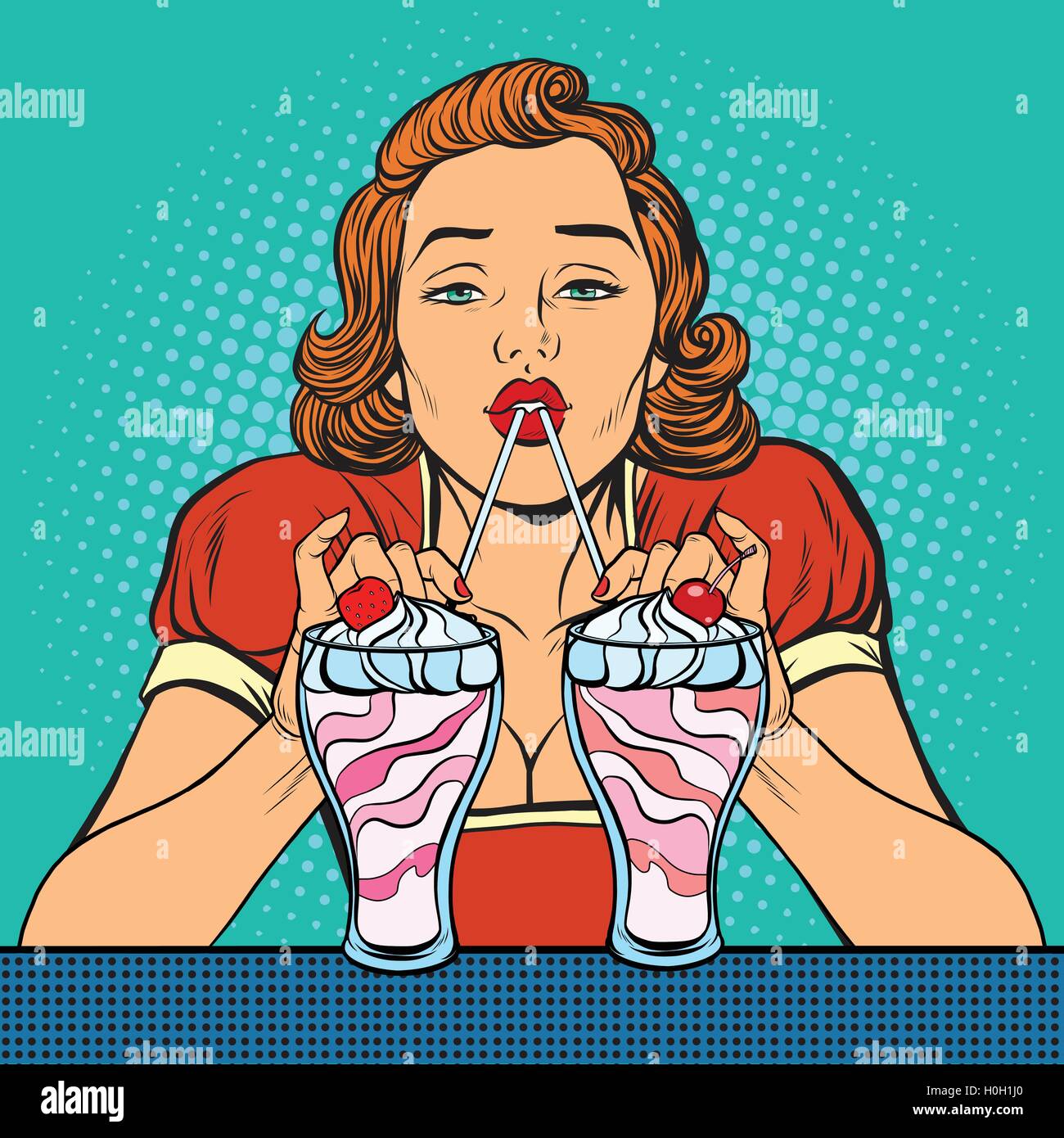 Retro woman drinking Stock Vector Images - Alamy