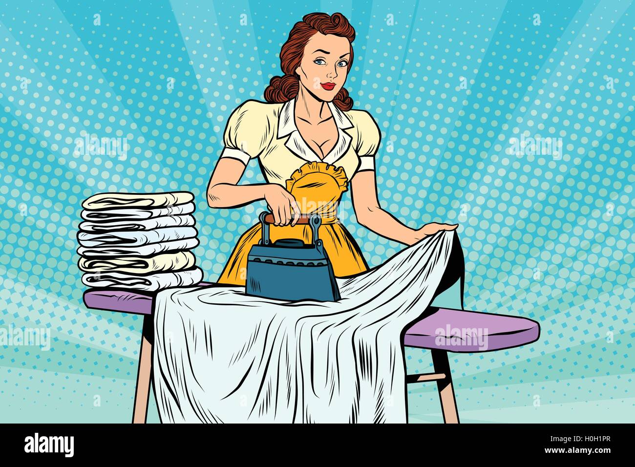 Cartoon woman ironing hi-res stock photography and images - Alamy