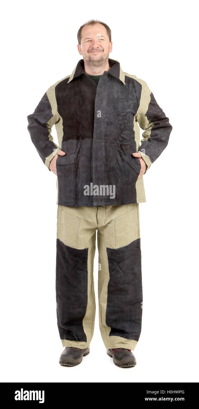 Welder in workwear suit Stock Photo - Alamy