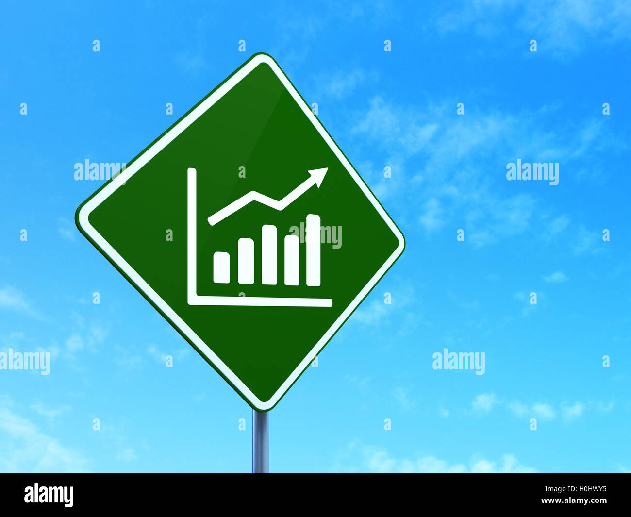 Finance concept: Growth Graph on road sign background Stock Photo - Alamy
