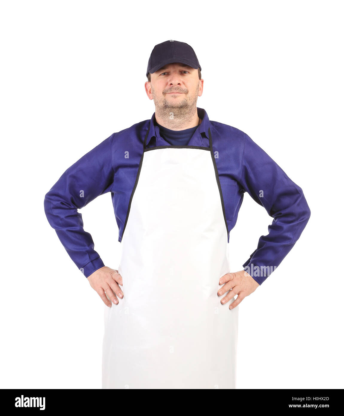 Worker wearing white apron hi-res stock photography and images - Alamy