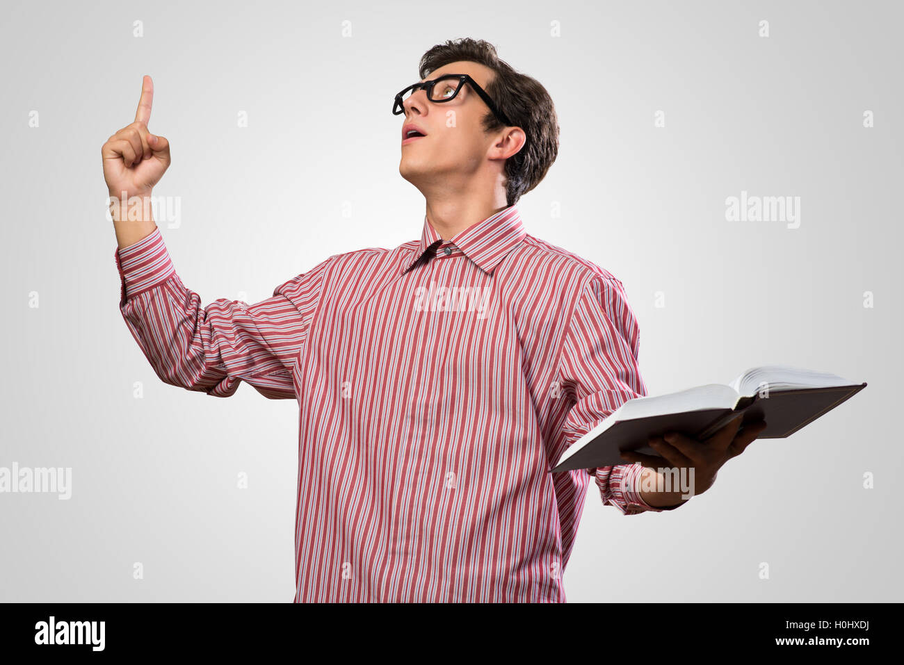 man raised his index finger Stock Photo - Alamy