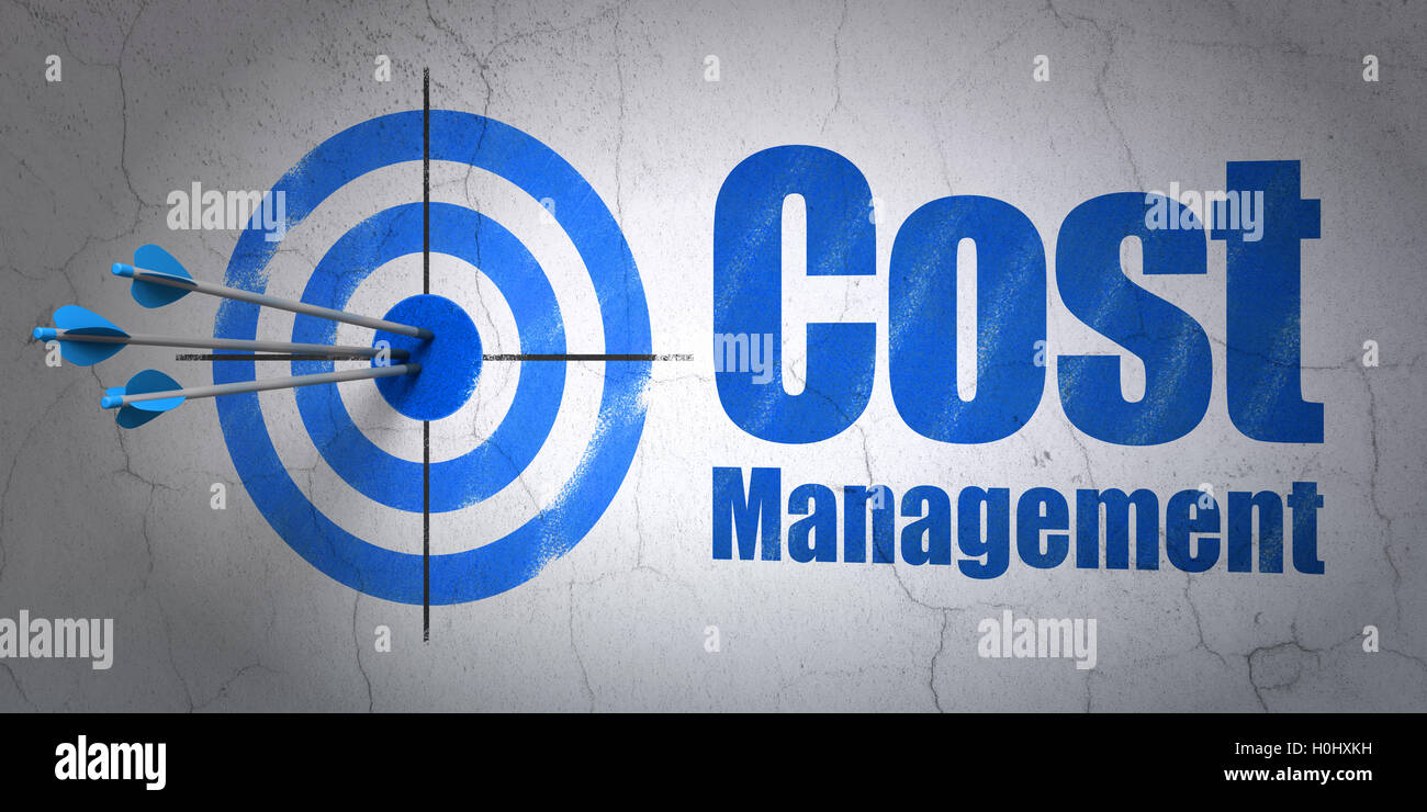 Finance concept: target and Cost Management on wall background Stock ...