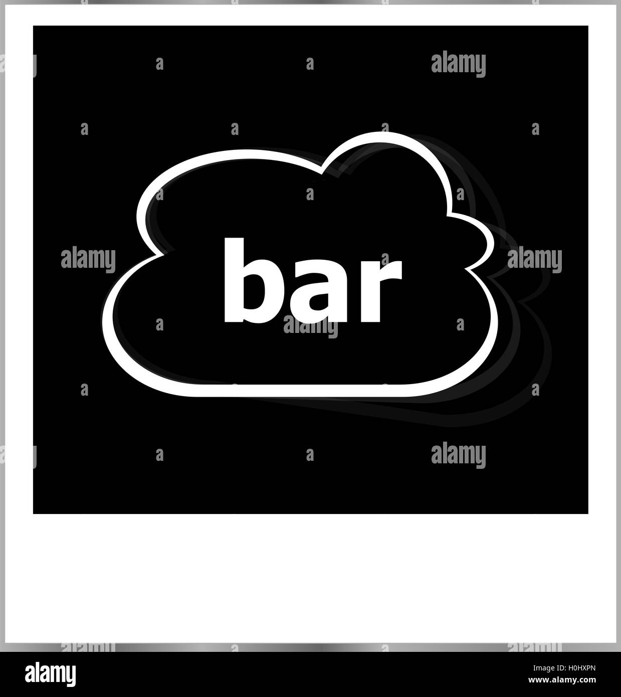 instant photo frame with cloud and bar word, business concept Stock ...