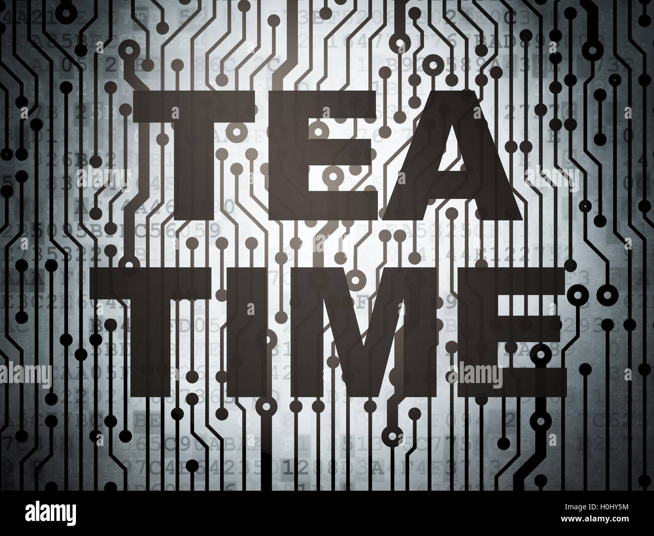 Timeline concept: circuit board with Tea Time Stock Photo - Alamy