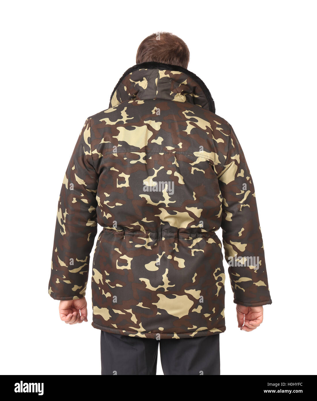 Man in military vest. Back view Stock Photo - Alamy