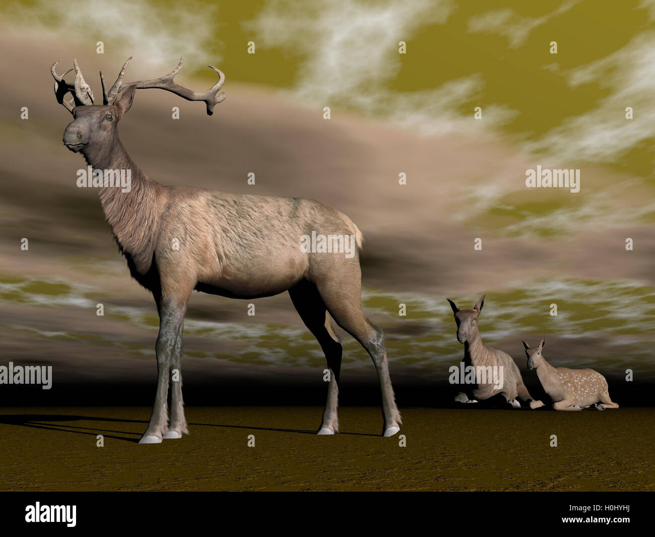 Elk male protection - 3D render Stock Photo - Alamy