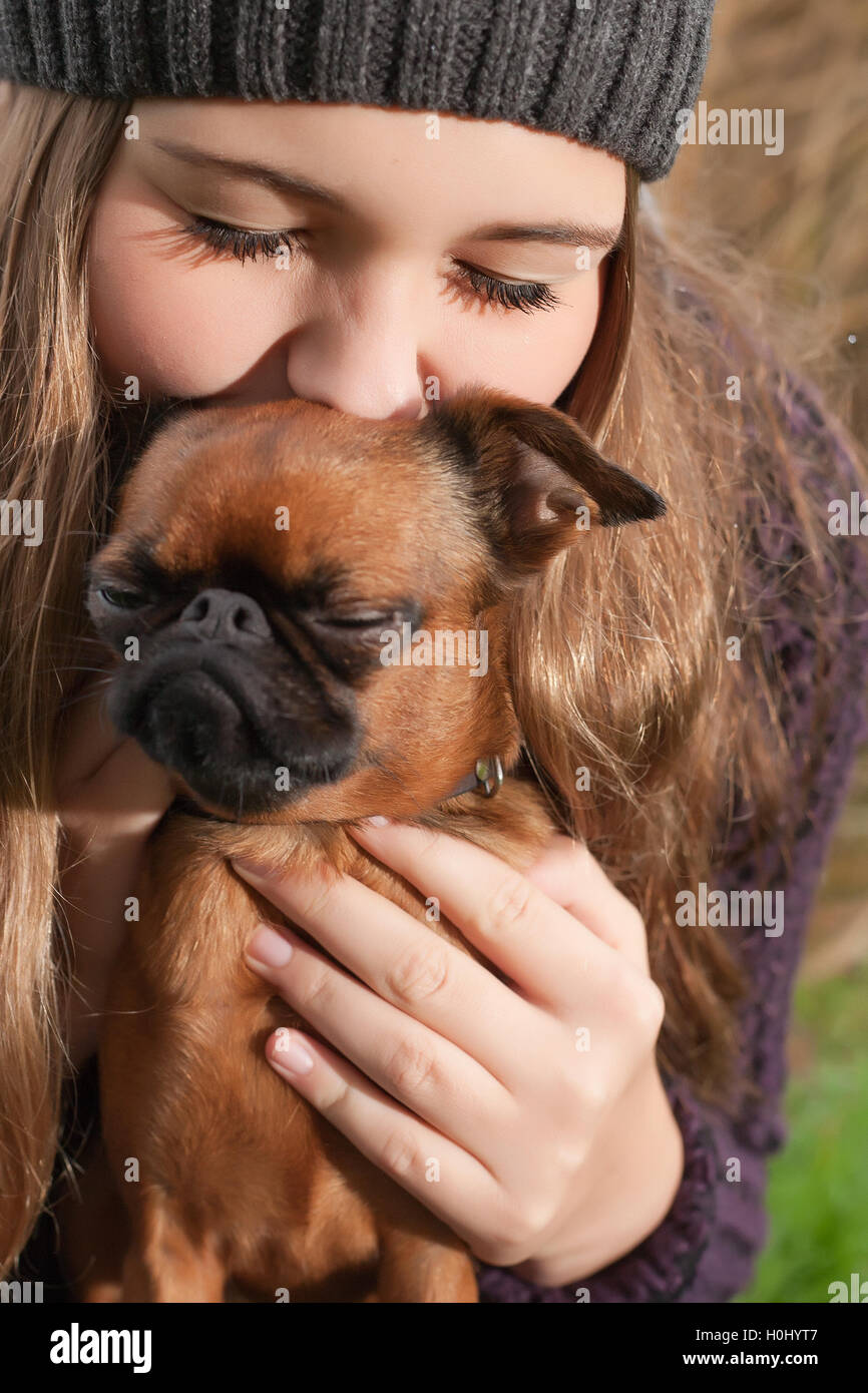 Enjoying with the dog Stock Photo - Alamy