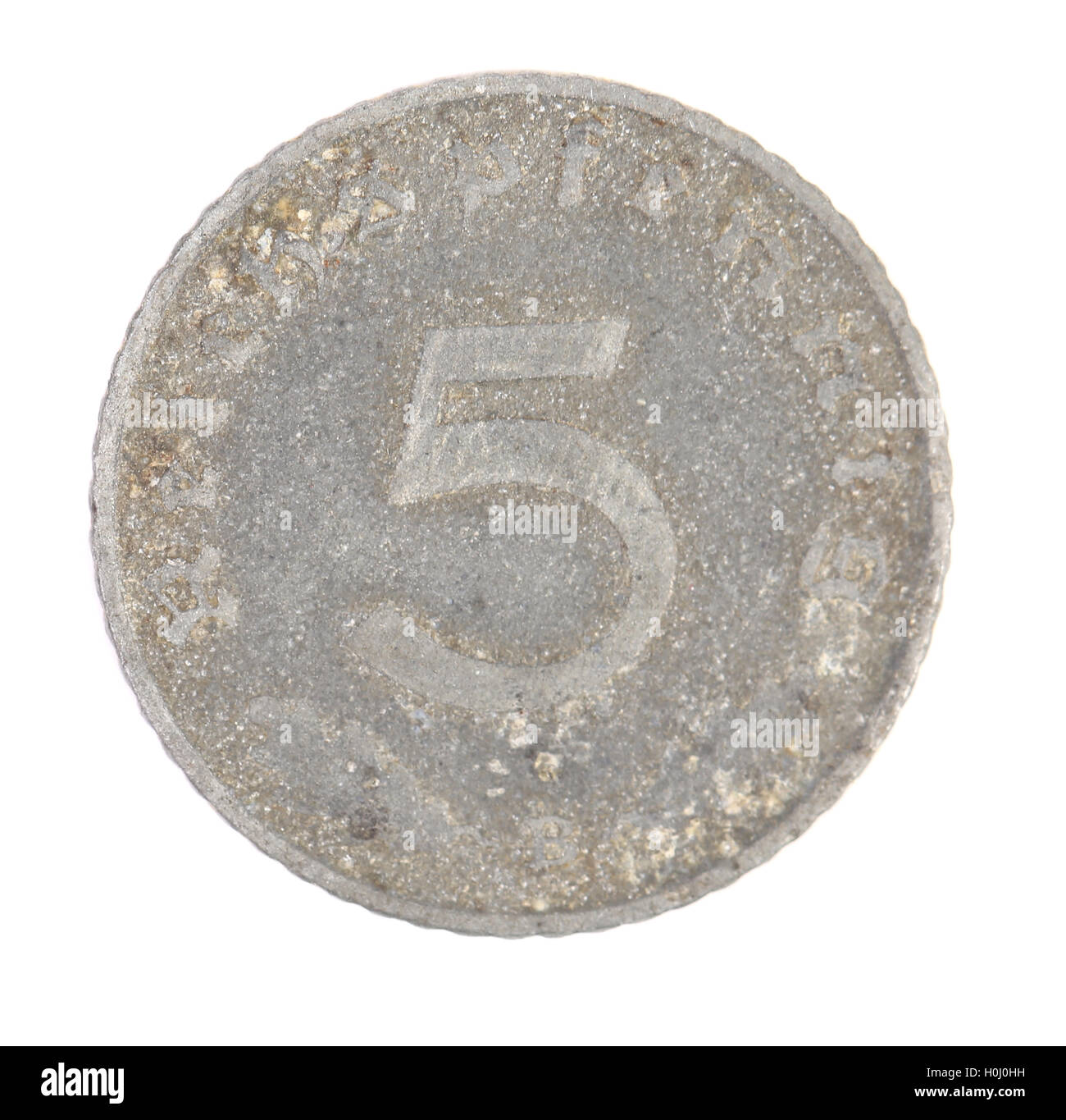 German 5 coin. Front view Stock Photo - Alamy