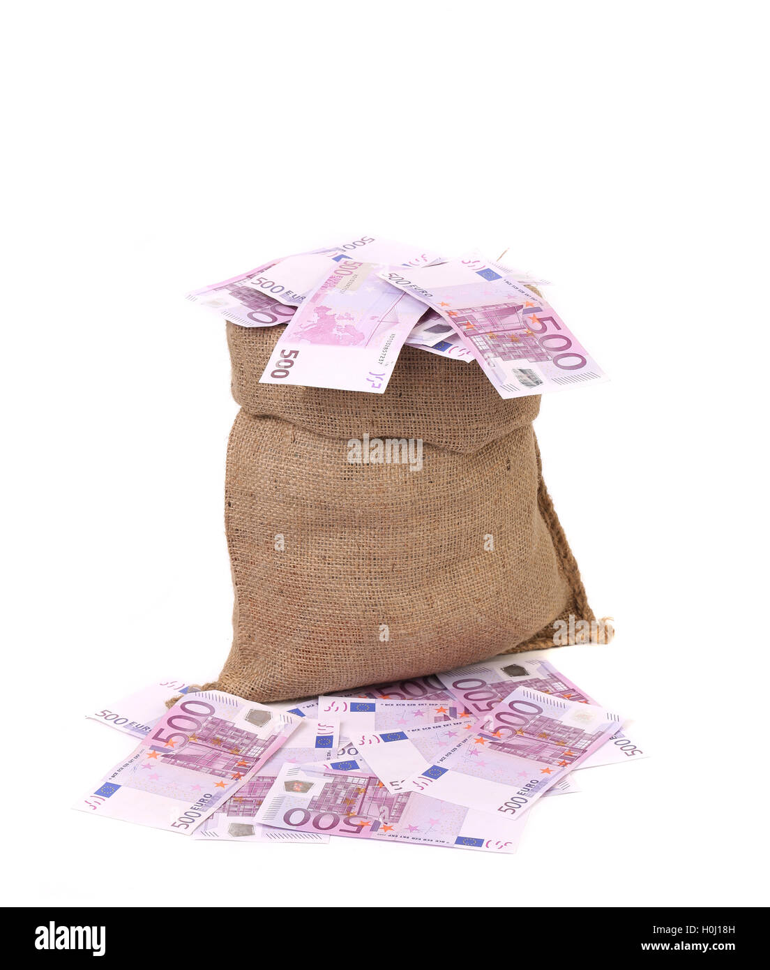 Bag with many euro banknotes Stock Photo - Alamy