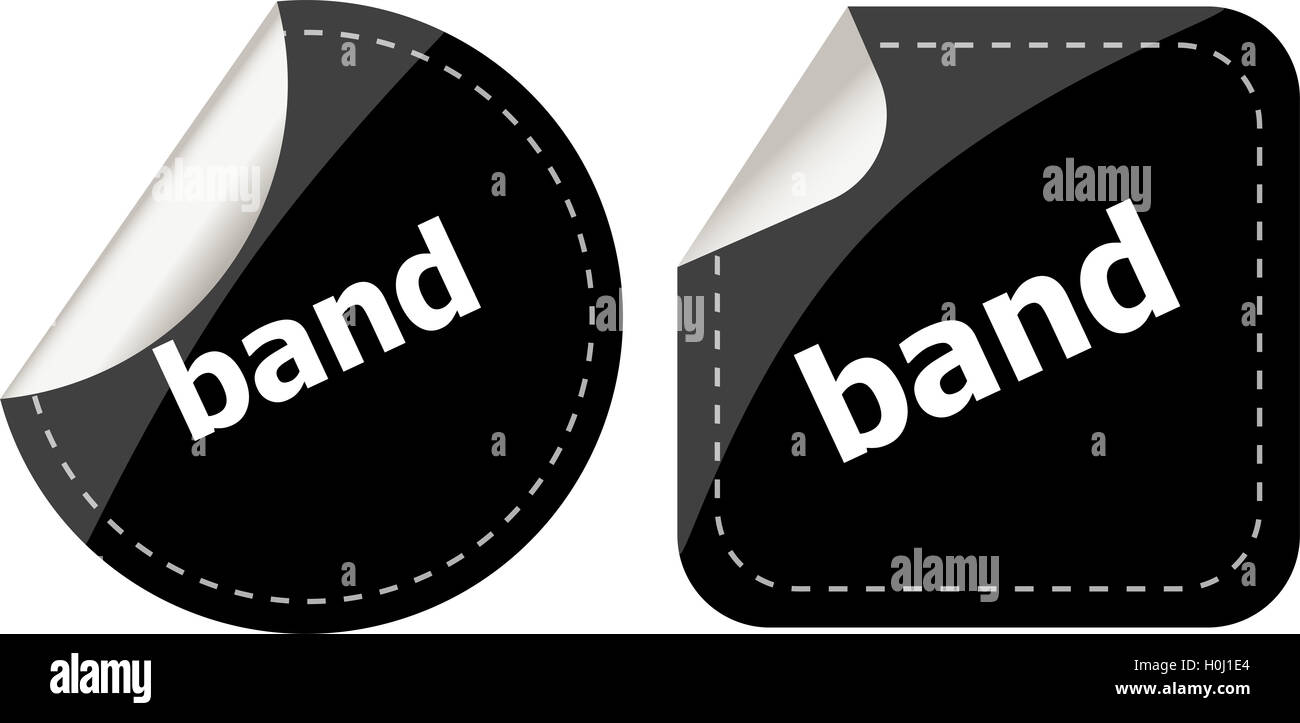 band word on black stickers button set, label, business concept Stock ...