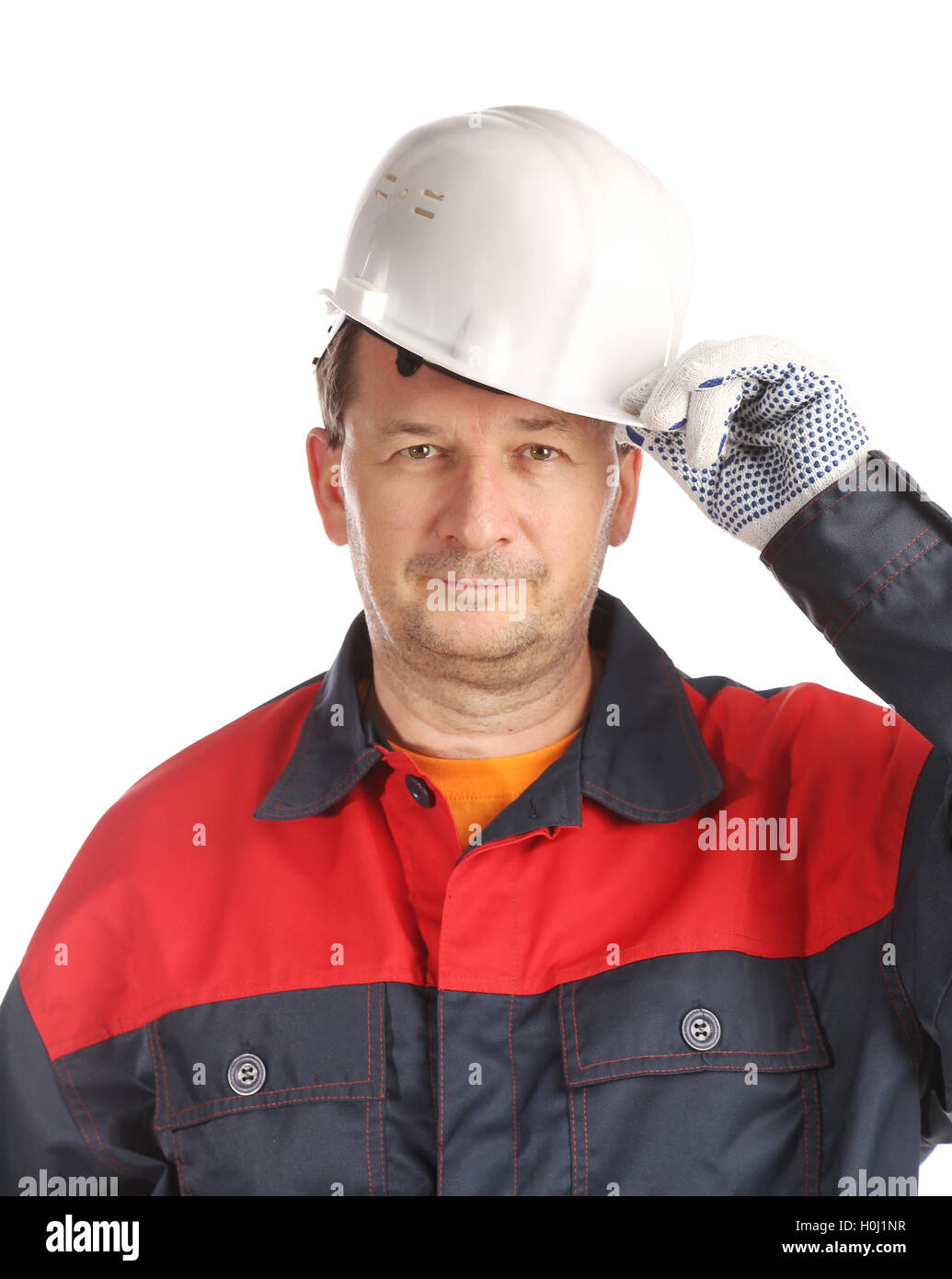 Confident worker portrait with hard hat Stock Photo - Alamy