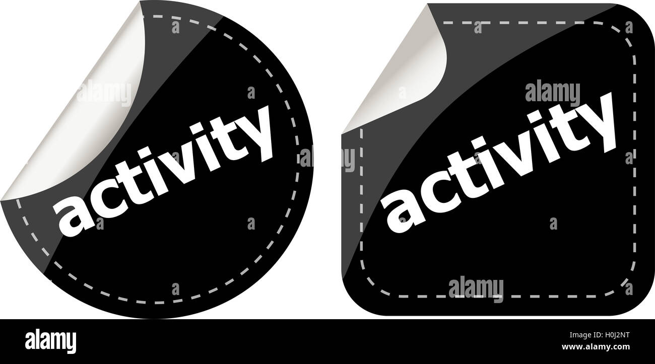 activity black stickers set, icon button Stock Photo - Alamy