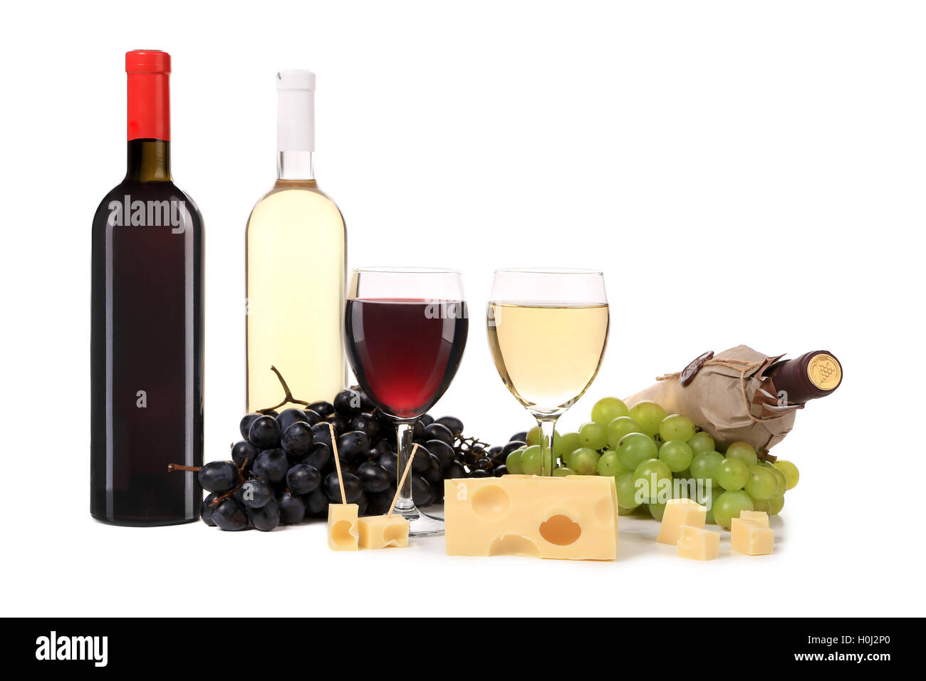 Composition of wine bottle and glass Stock Photo - Alamy