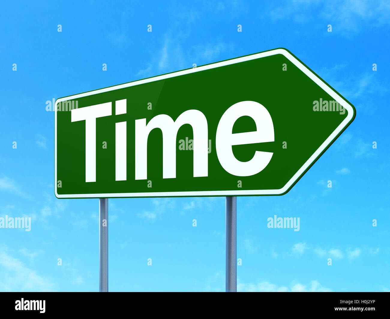 Timeline concept: Time on road sign background Stock Photo - Alamy