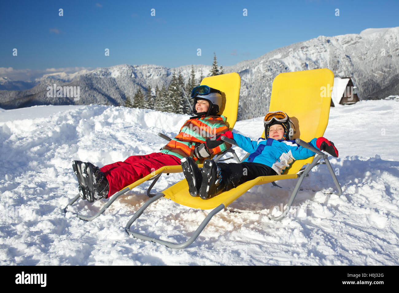 Winter, ski, sun and fun Stock Photo - Alamy