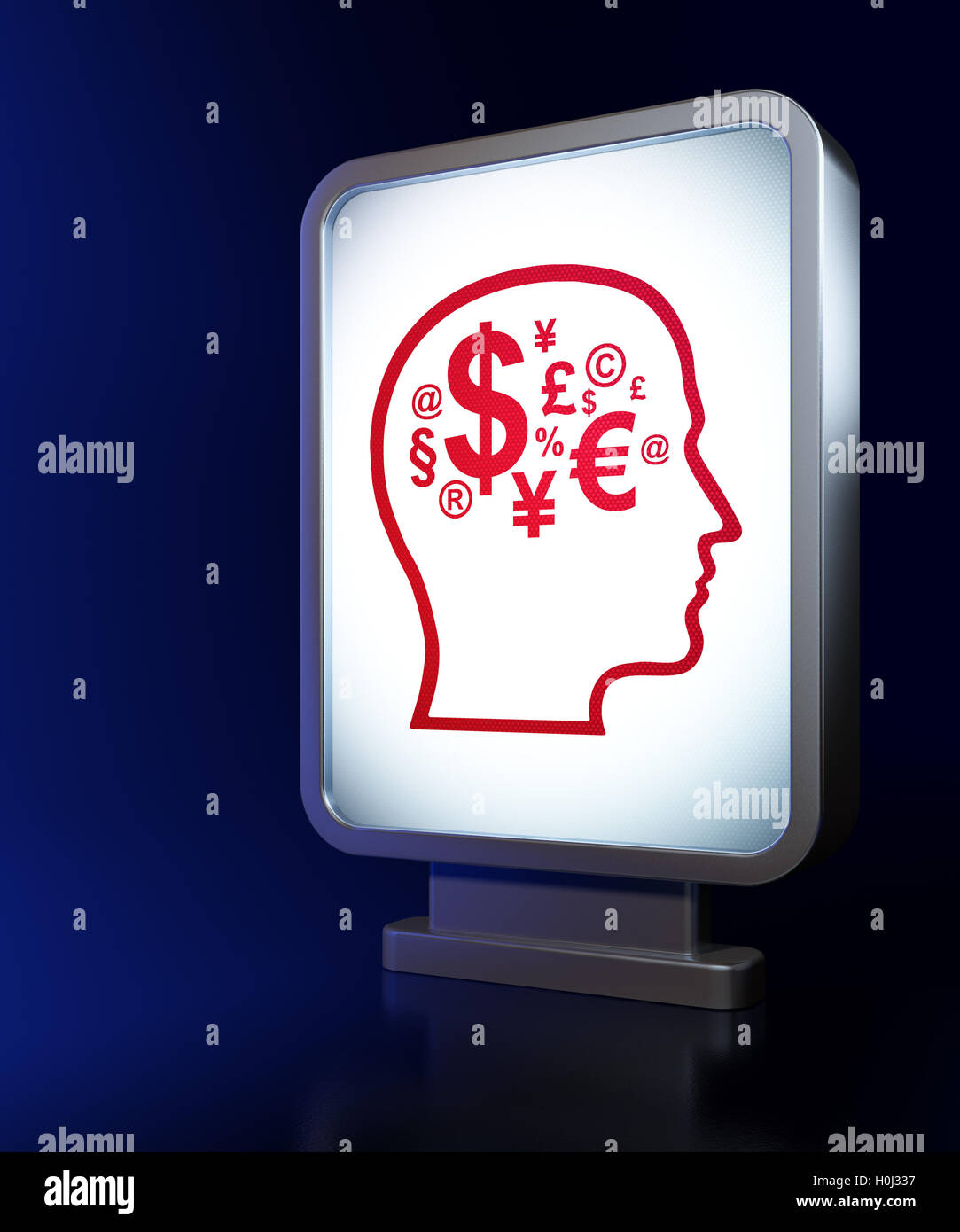 Finance concept: Head With Finance Symbol on billboard background Stock ...