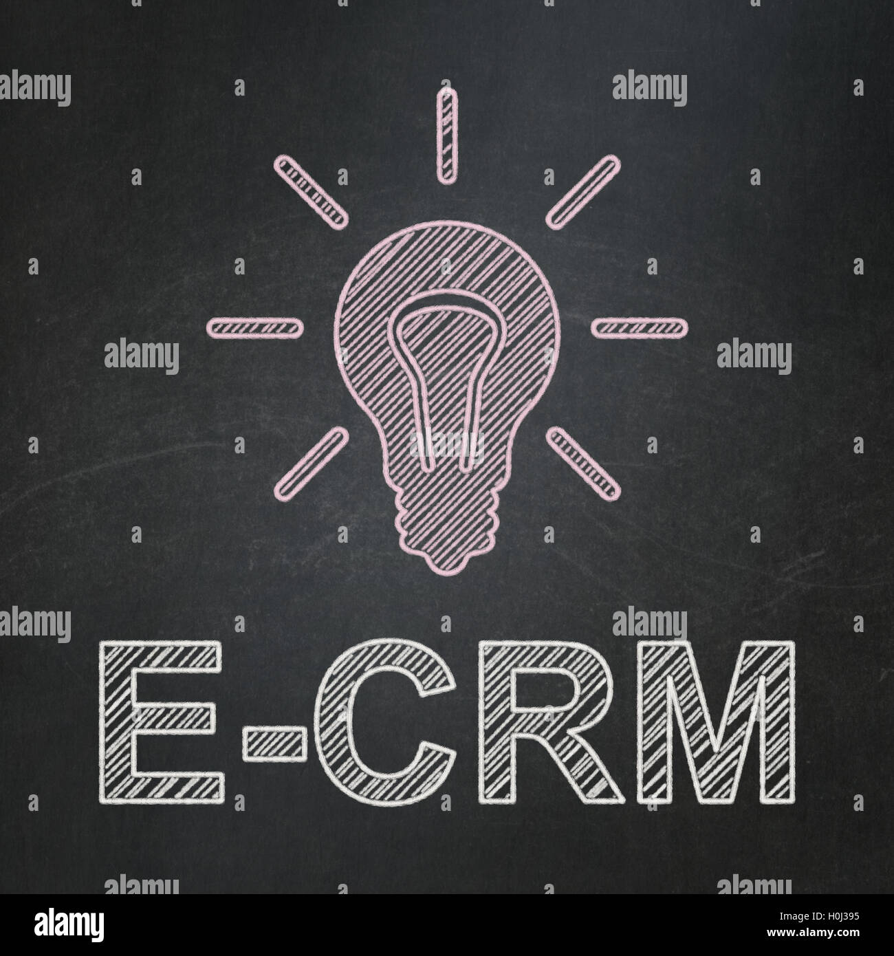 Business concept: Light Bulb and E-CRM on chalkboard background Stock ...