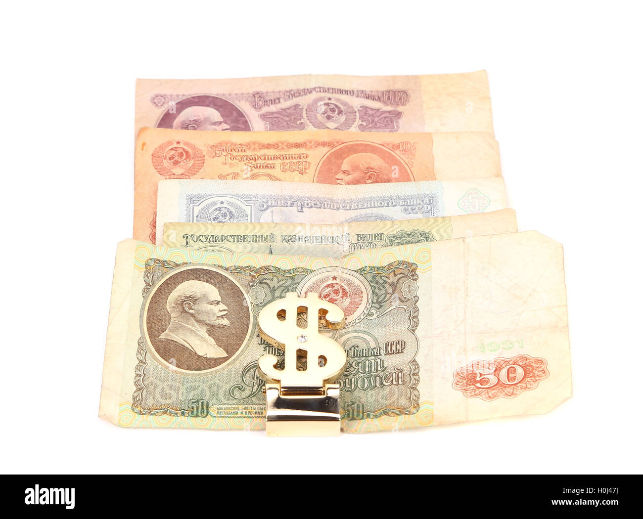 Russian bill and dollar sign Stock Photo - Alamy