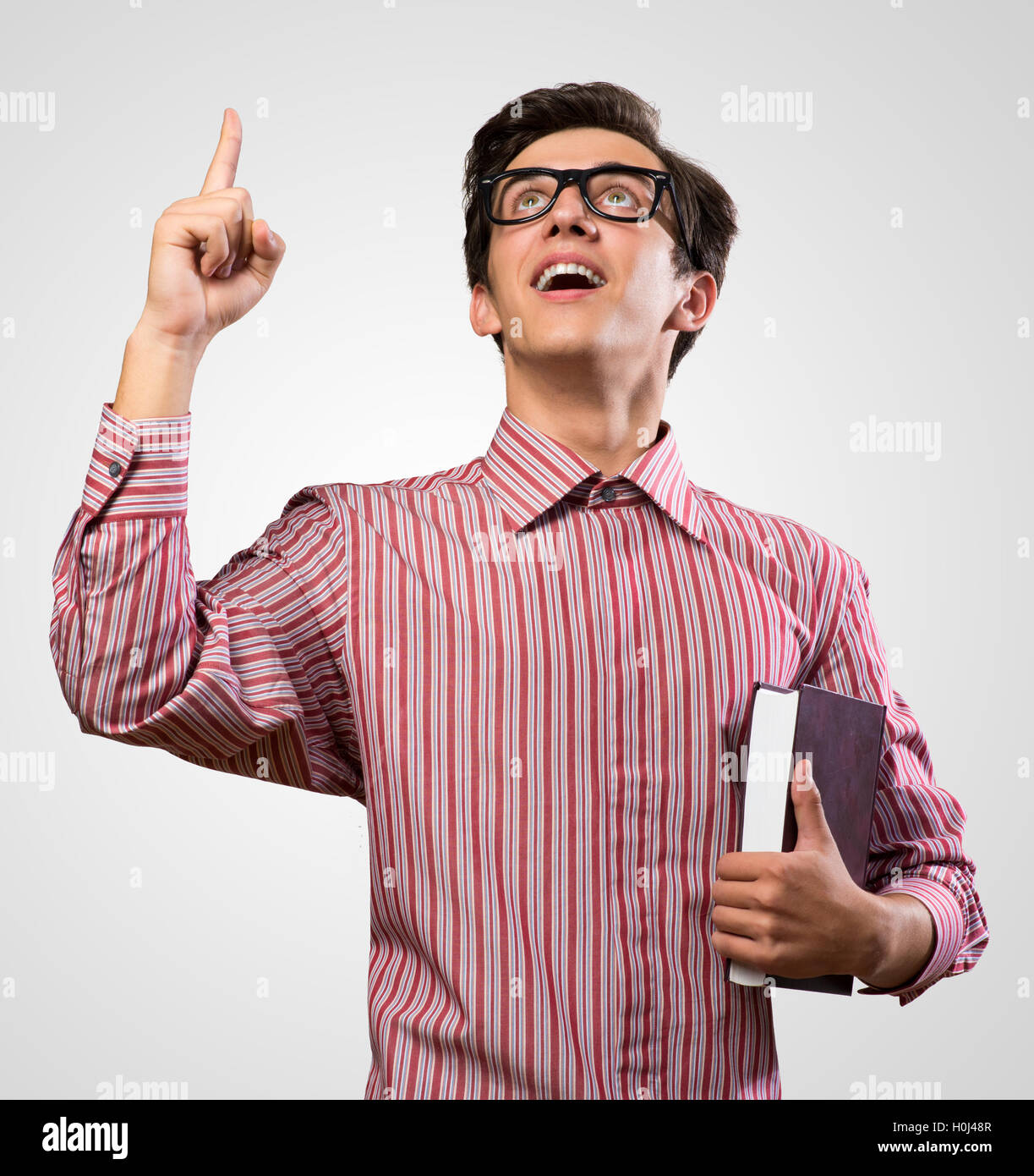 man raised his index finger Stock Photo - Alamy